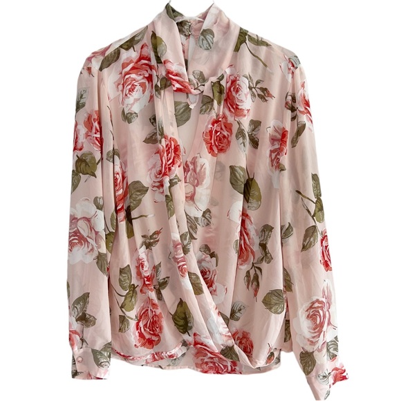 Soho | Tops | Soho Floral Semi Sheer Mock Turtleneck Blouse Size Xl ...